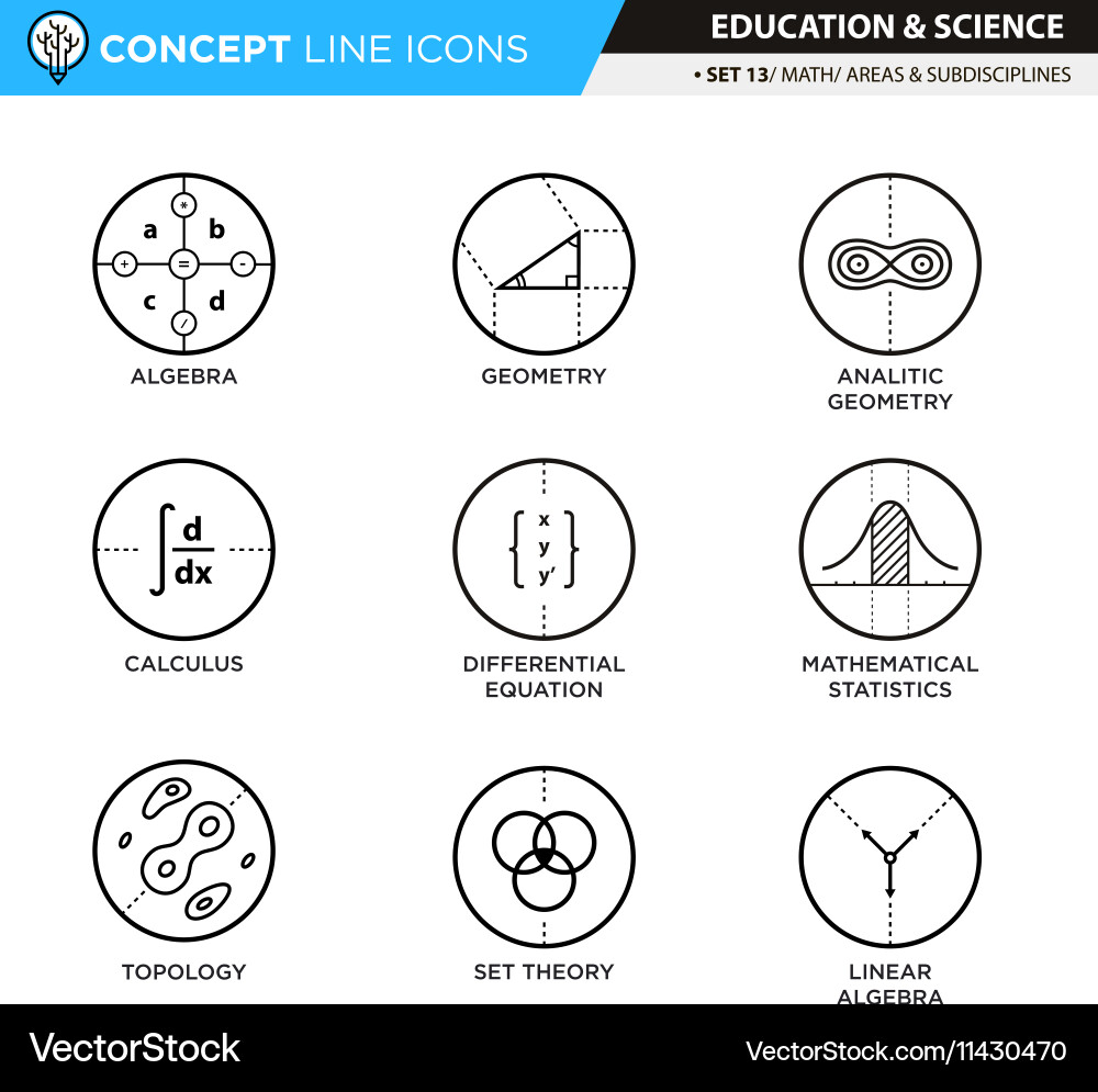 Concept line icons set 13 math Royalty Free Vector Image