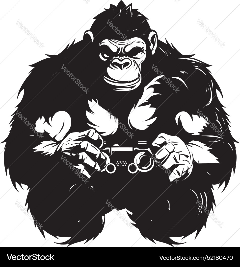 Gaming gorilla grasp powerful primate emblem Vector Image