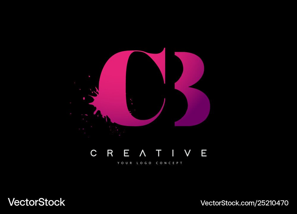 Purple pink cb c b letter logo design with ink Vector Image