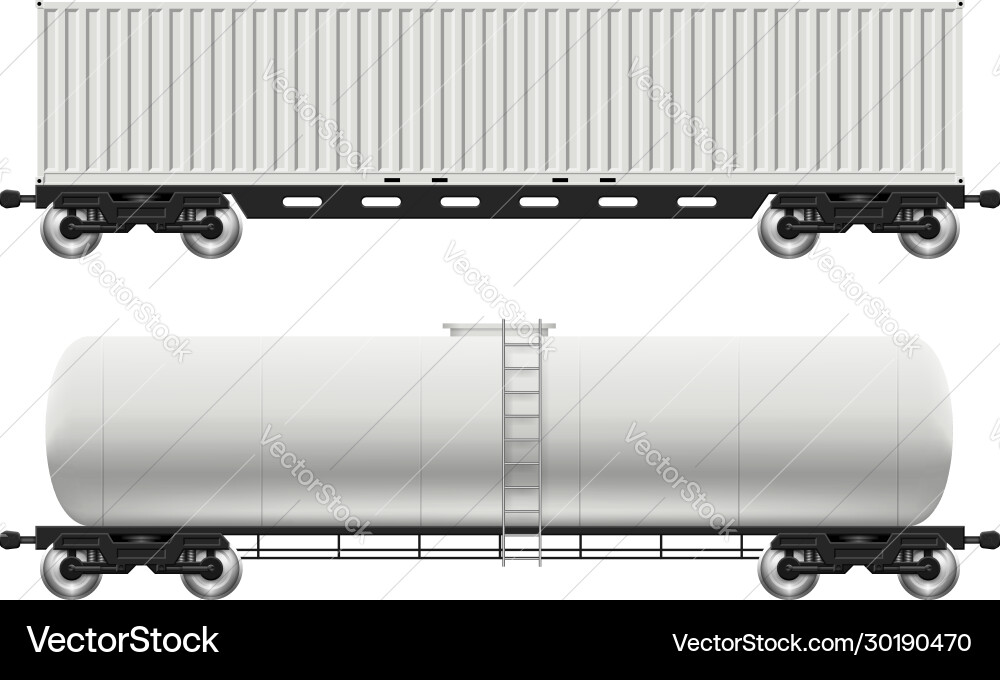 Railroad tank and container cars Royalty Free Vector Image