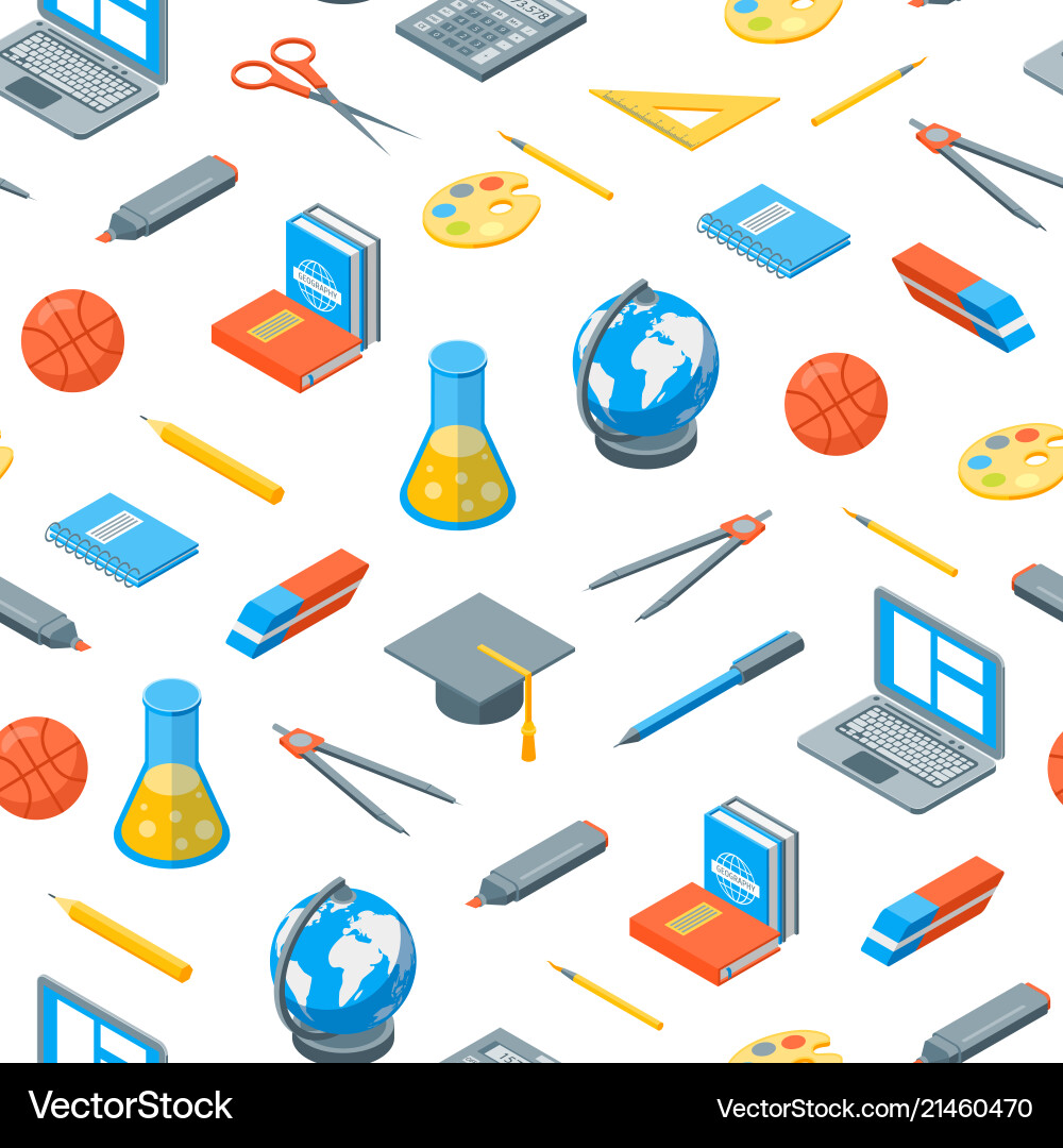 Schulbedarf Nahtlose Muster Lizenzfreies Vektorbild