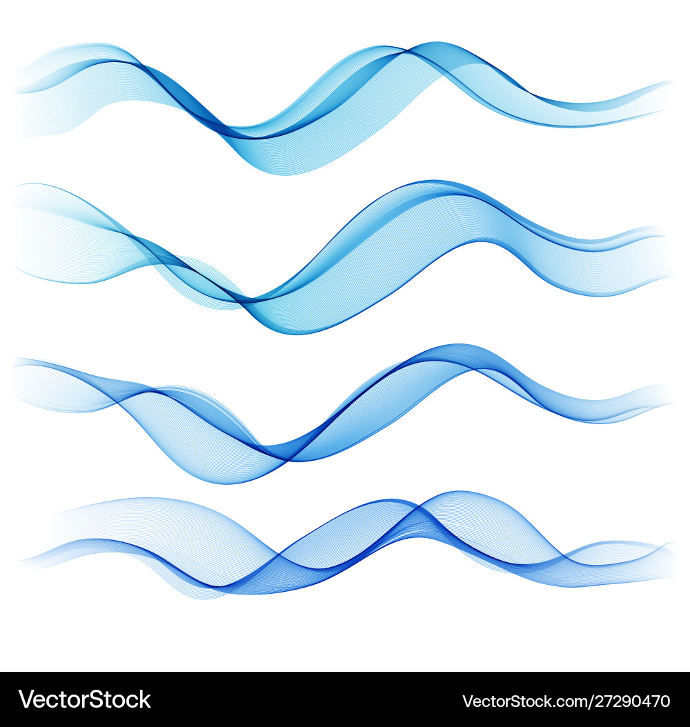 Set blue abstract wave design element Royalty Free Vector