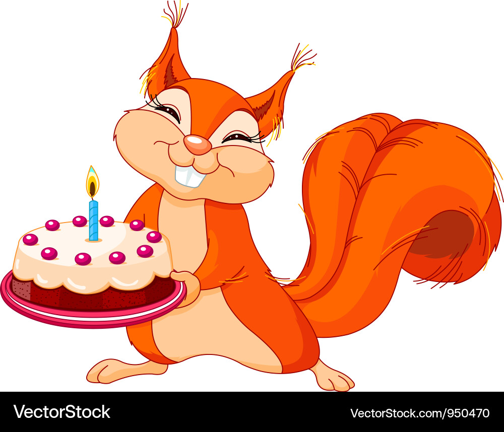 Squirrel holding cake Royalty Free Vector Image