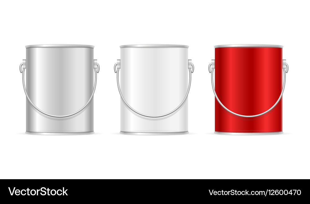 Steel can bucket set Royalty Free Vector Image