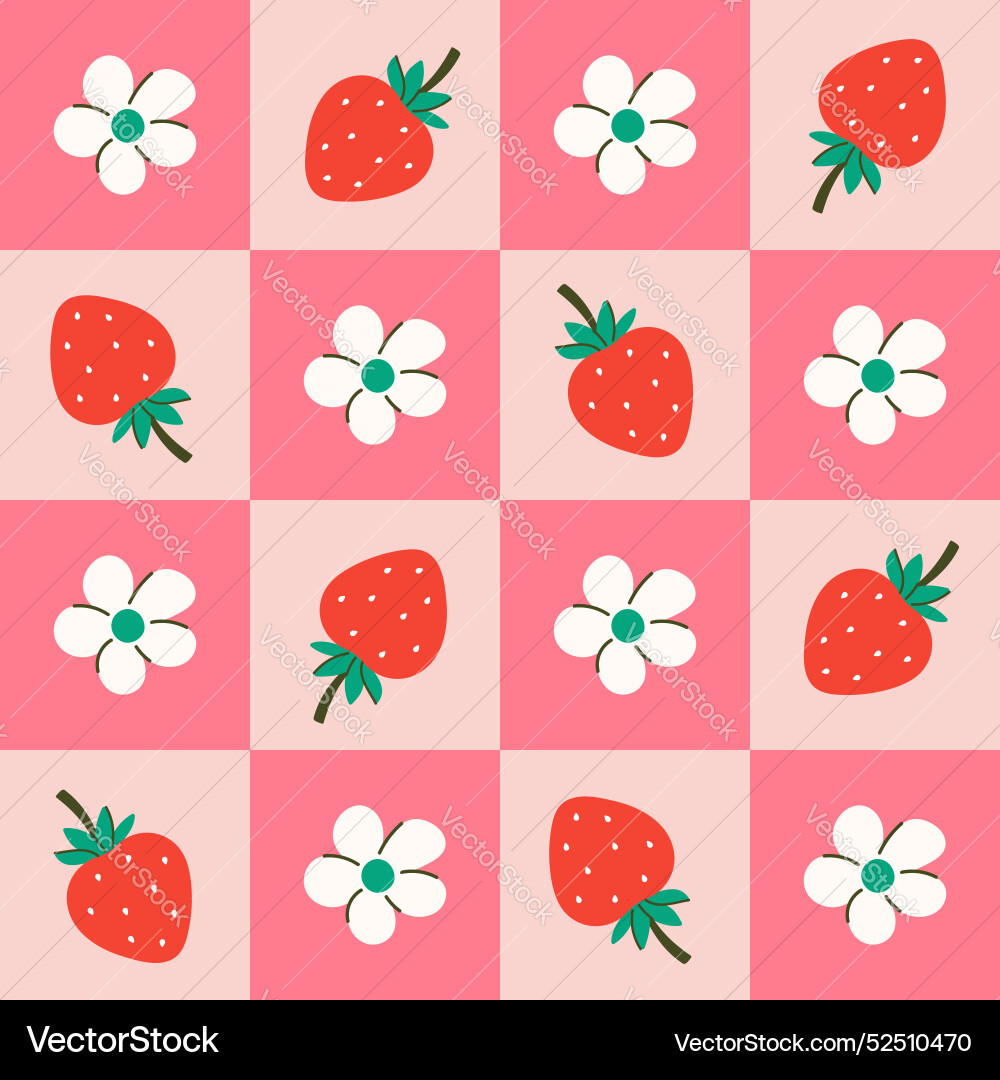 Strawberry Checkered Pattern Royalty Free Vector Image