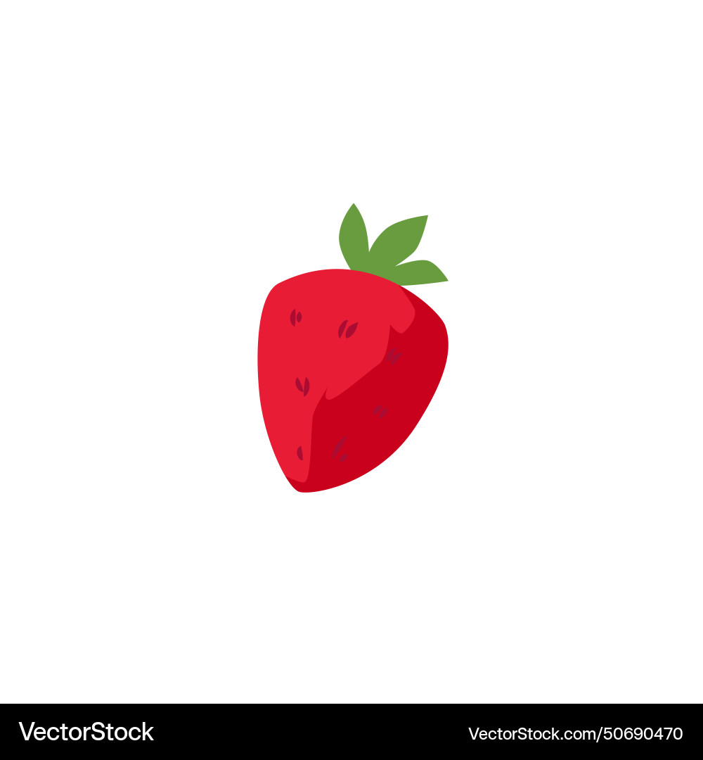 Strawberry single fruit flat Royalty Free Vector Image