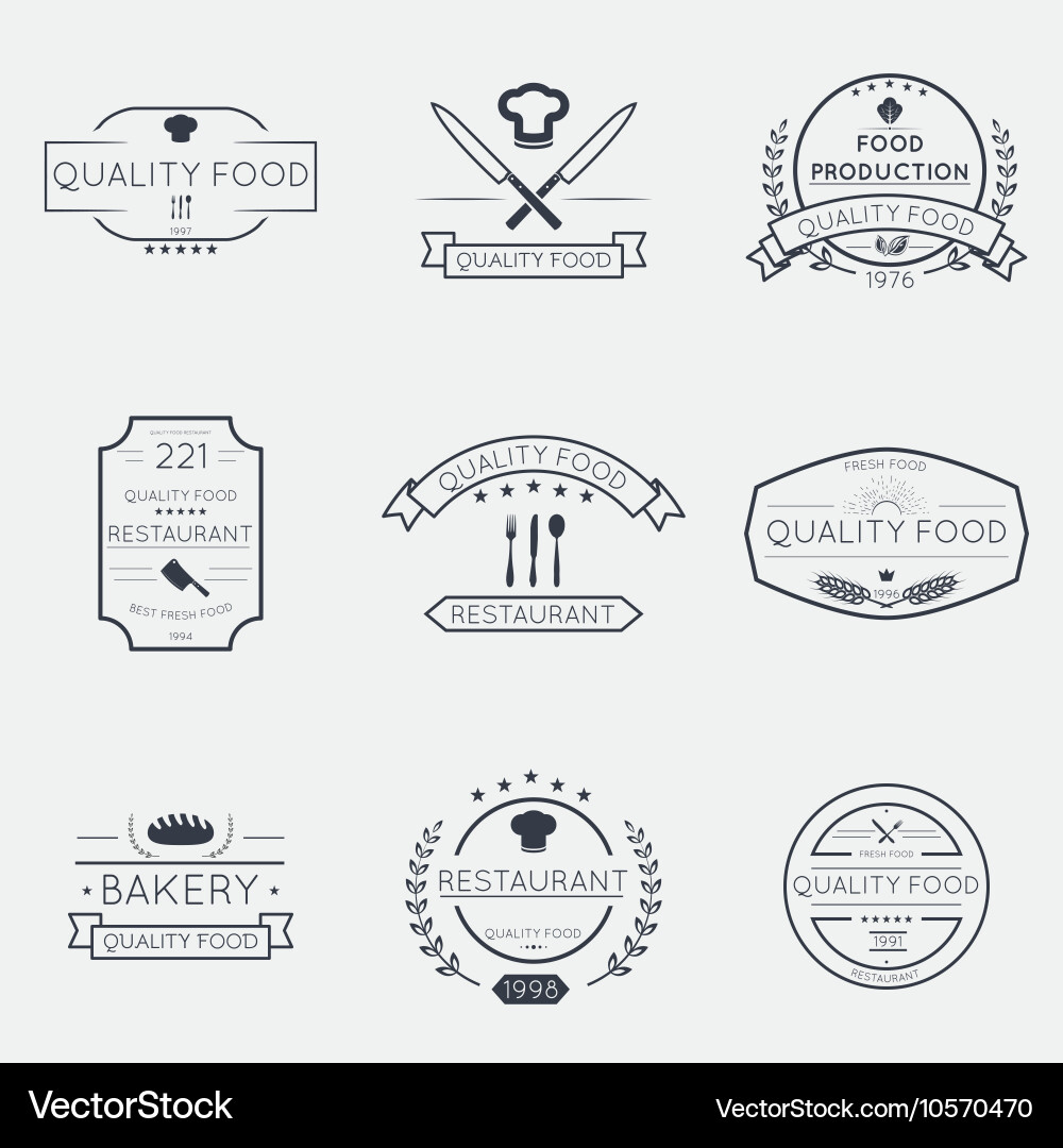 Thin line food emblems Royalty Free Vector Image