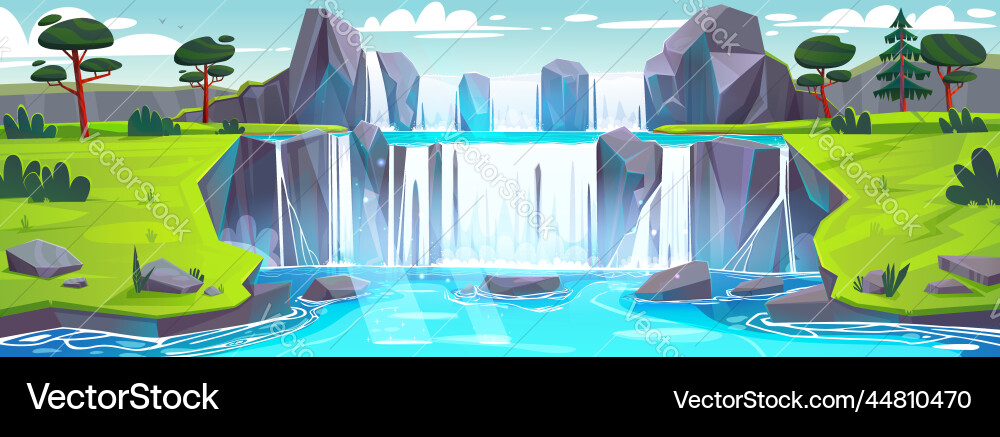 Waterfall cascade at summer nature landscape Vector Image