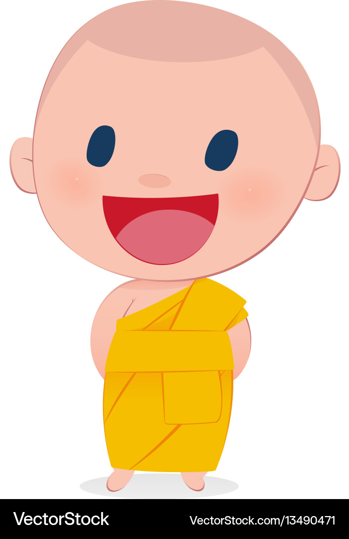 A child monk smile isolate on white background Vector Image
