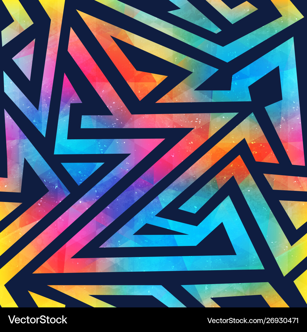 Abstract geometric seamless pattern with grunge Vector Image