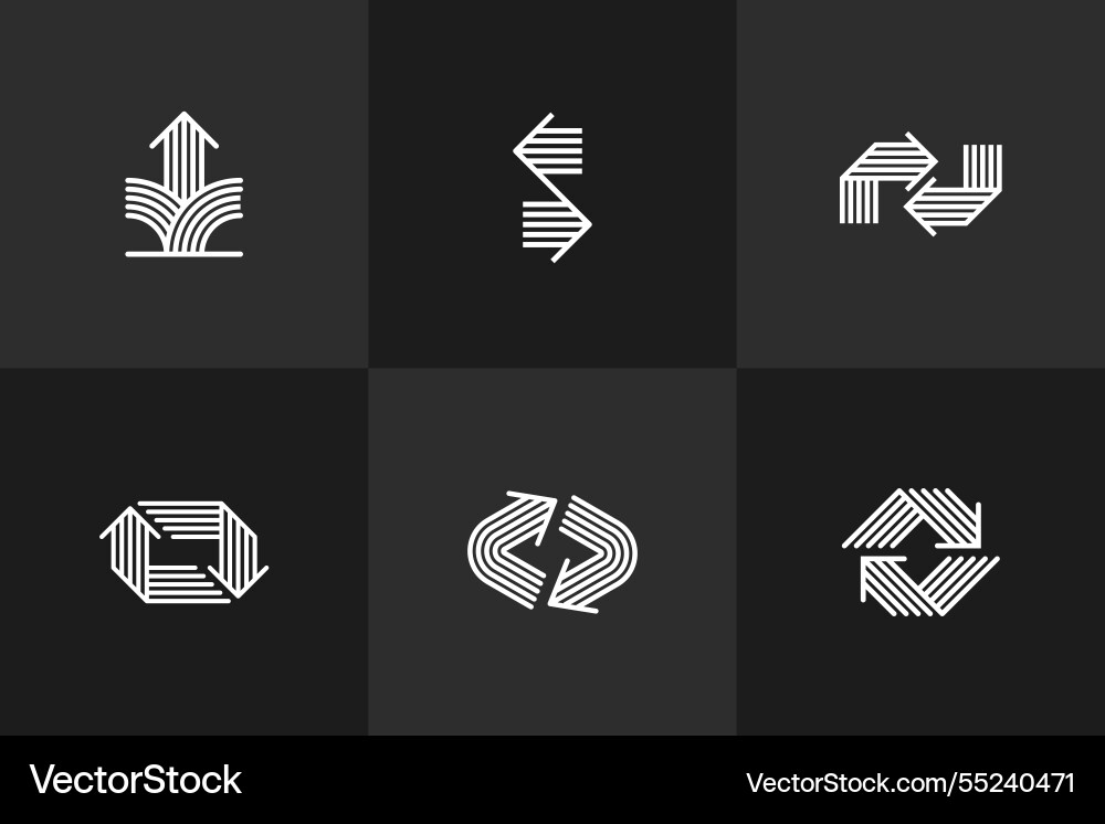 Arrow original logos set isolated pictogram Vector Image