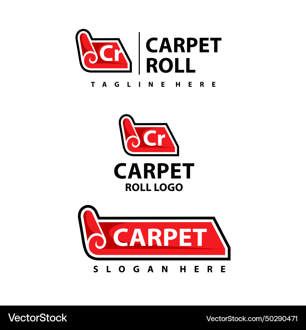 Carpet roll logo with lettering concept Royalty Free Vector