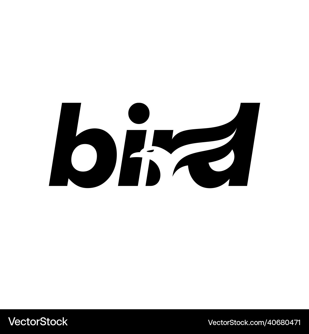 Creative calligraphy alphabet bird logo design Vector Image
