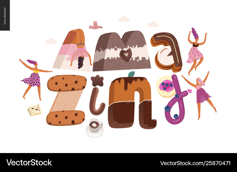 Dessert temptation font Royalty Free Vector Image