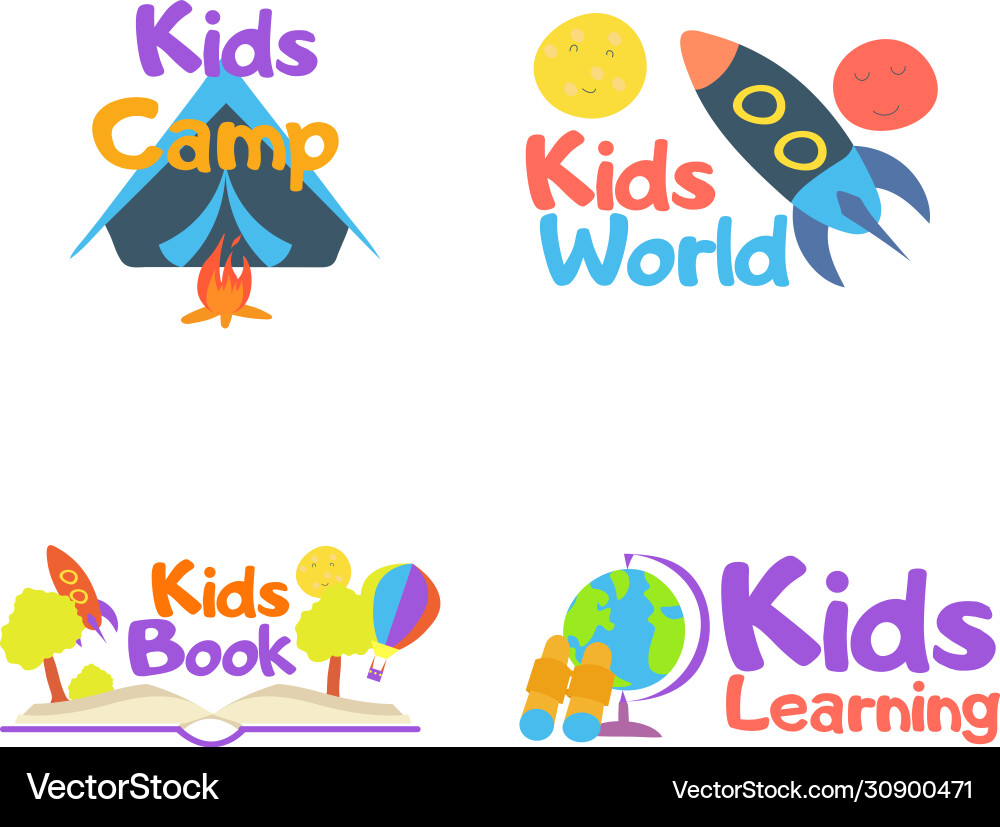 Kids logo badge Royalty Free Vector Image - VectorStock