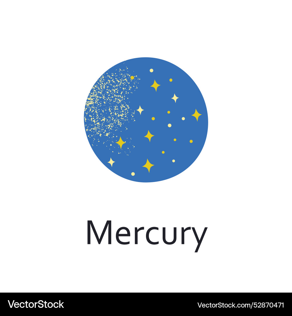 Mercury planet flat cartoon Royalty Free Vector Image