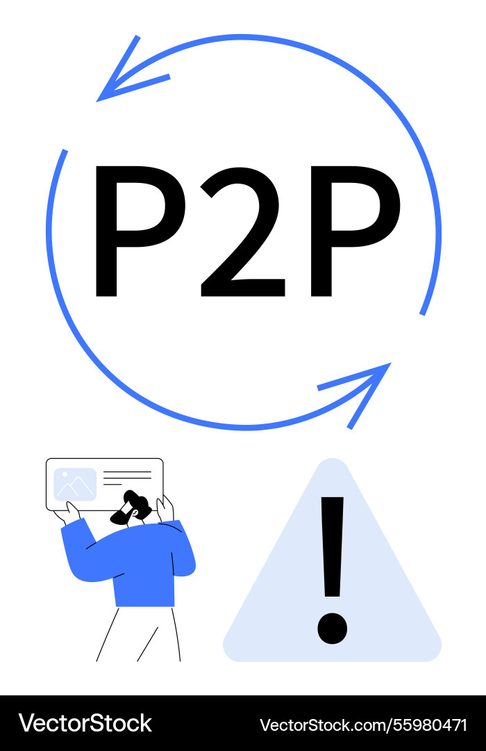 Peer-to-Peer-Konzept mit Pfeilen Lizenzfreies Vektorbild