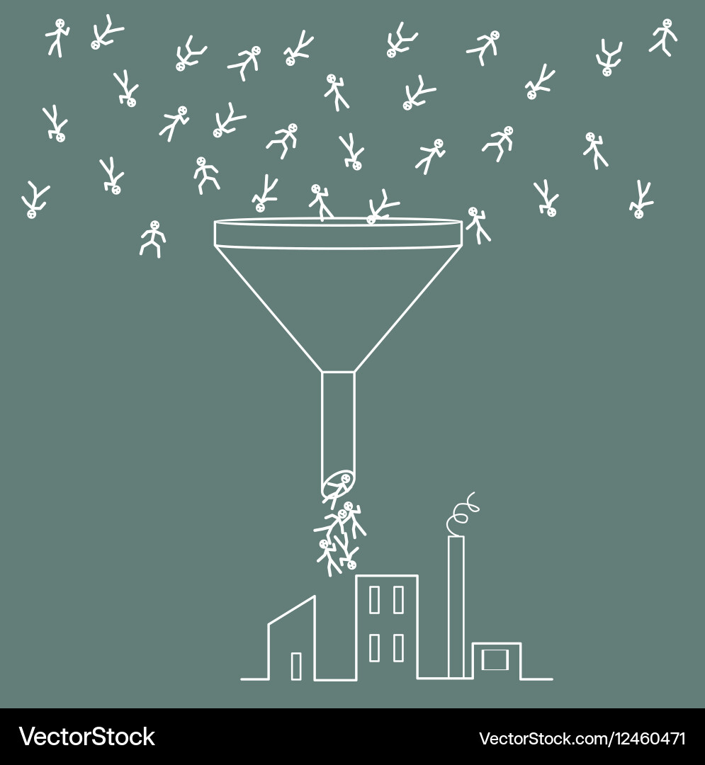 People fall into the funnel Royalty Free Vector Image