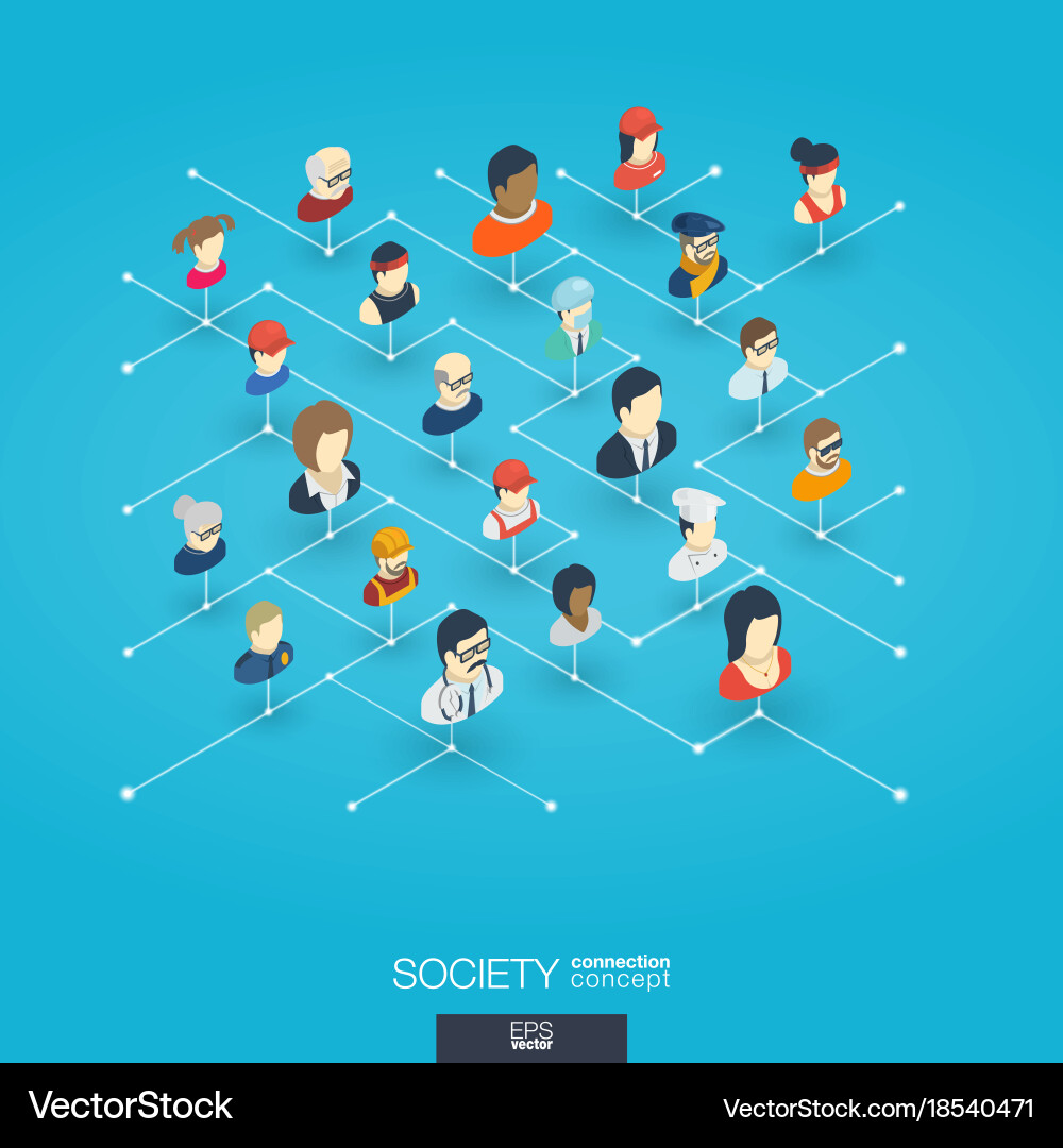 Society integrated 3d web icons digital network Vector Image