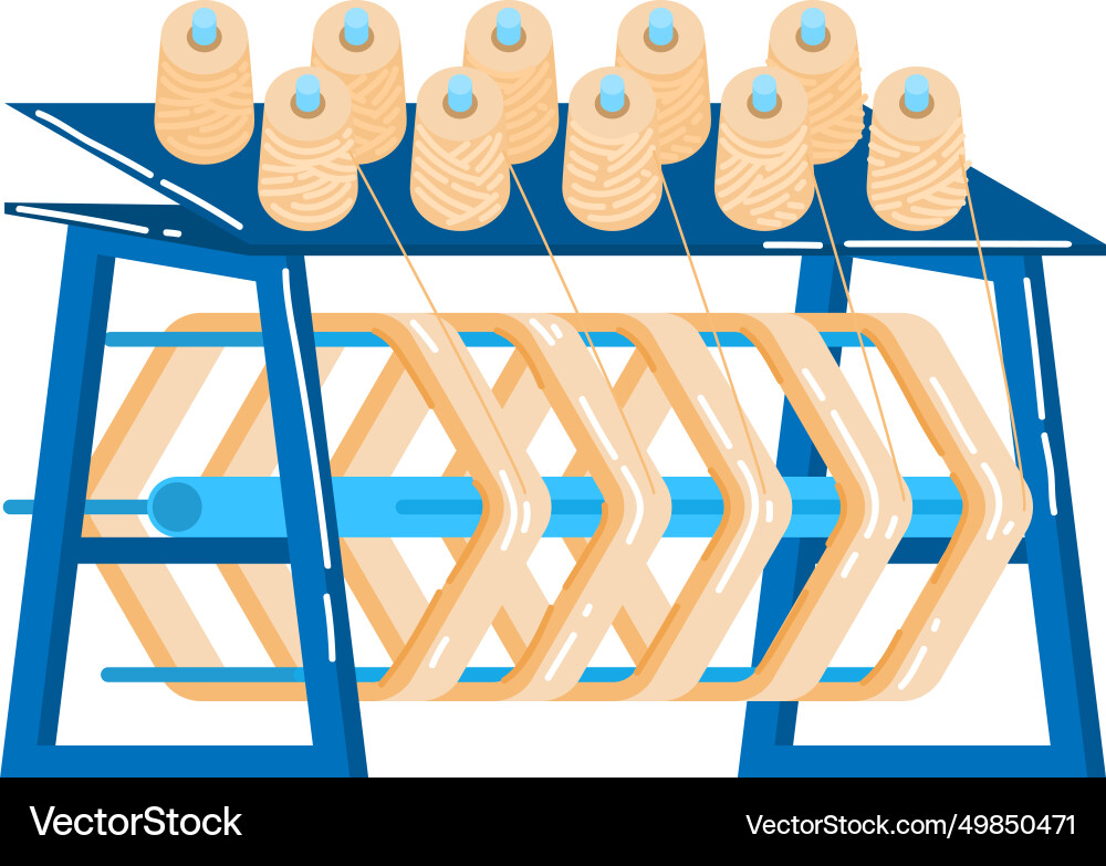 Spinning yarn machine with multiple spools Vector Image