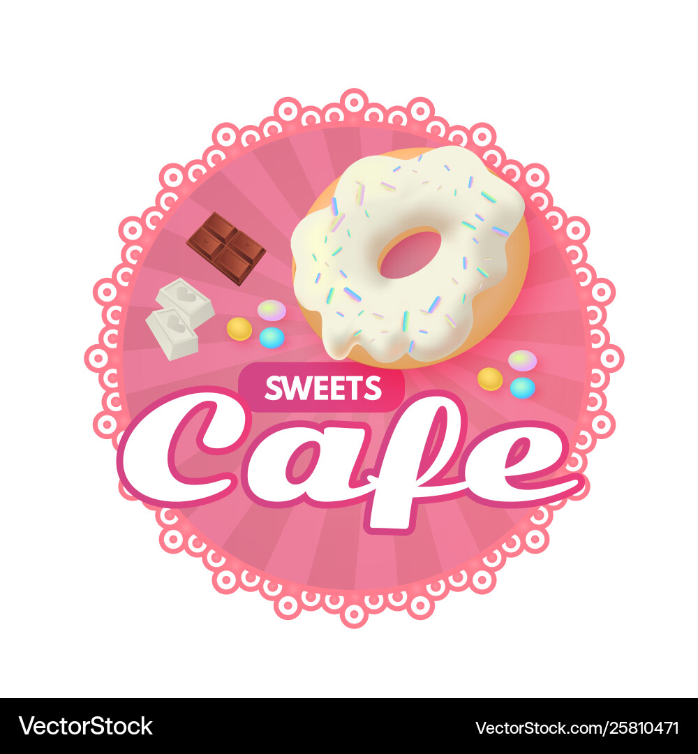 Sweet cafe sticker template chocolate and donut Vector Image