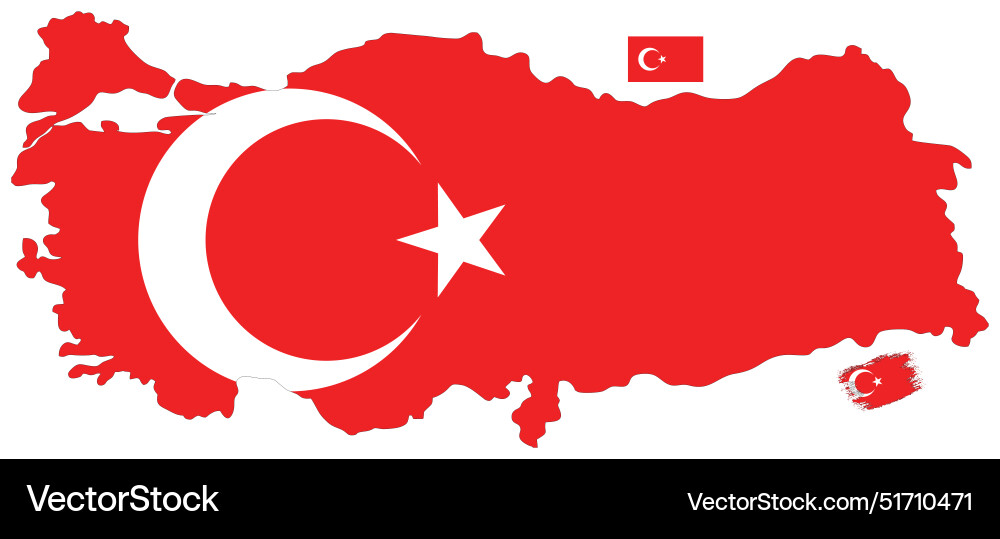Turkiye map and flag Royalty Free Vector Image