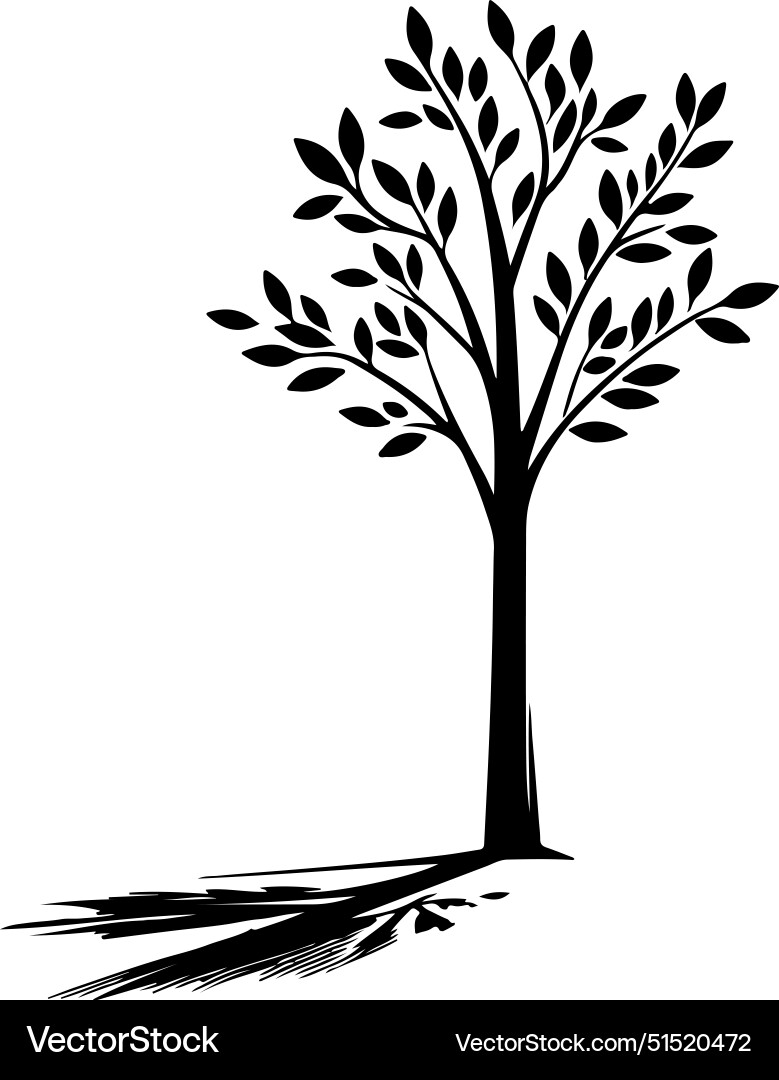 Beautiful tree silhouette white background Vector Image