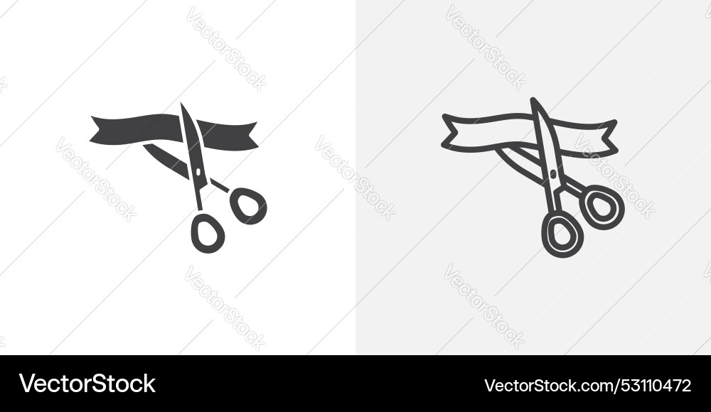 Ceremony scissors cutting ribbon thin line icon Vector Image