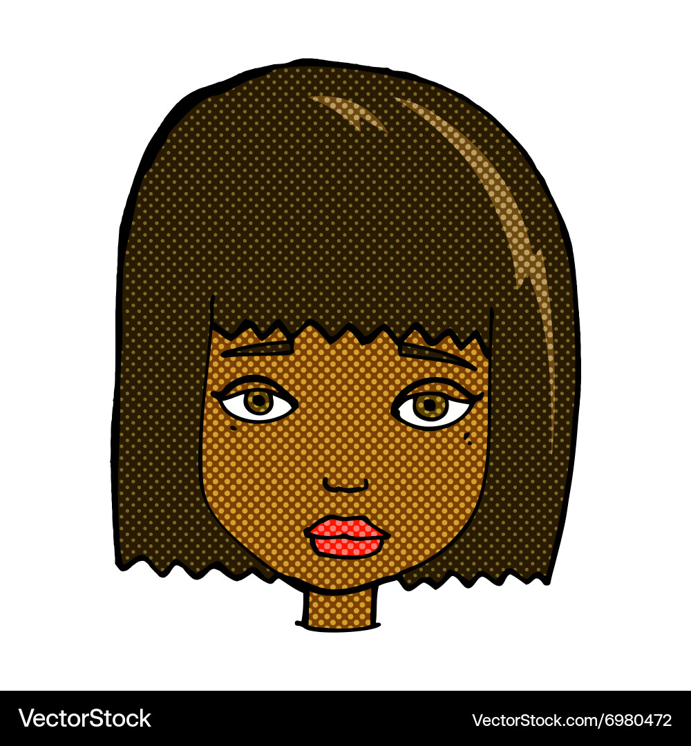 Comic cartoon female face Royalty Free Vector Image