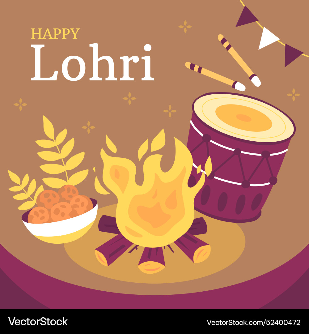Hand drawn lohri festival Royalty Free Vector Image