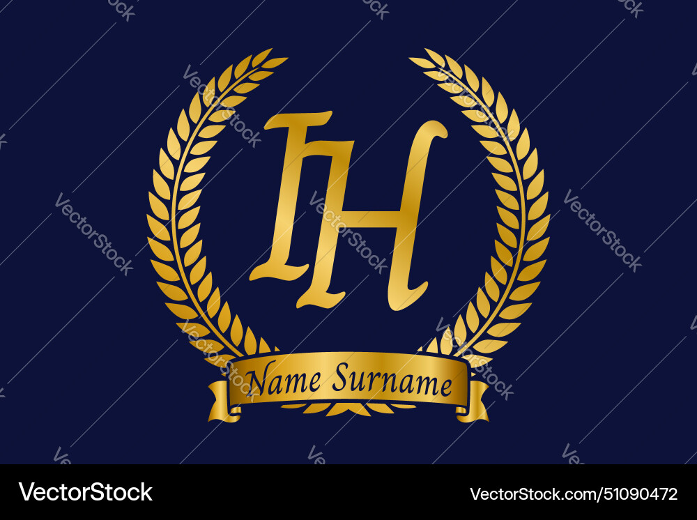 Initial letter i and h ih monogram logo design Vector Image