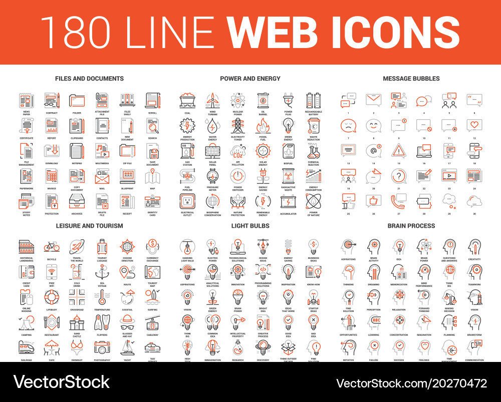 Line Web Icons - Flat Style Royalty Free Vector Image