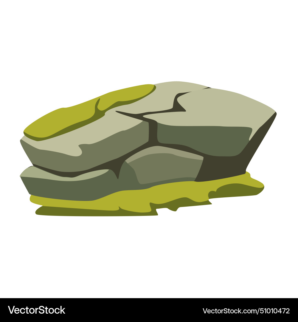 Mossy boulder image rock with moss Royalty Free Vector Image