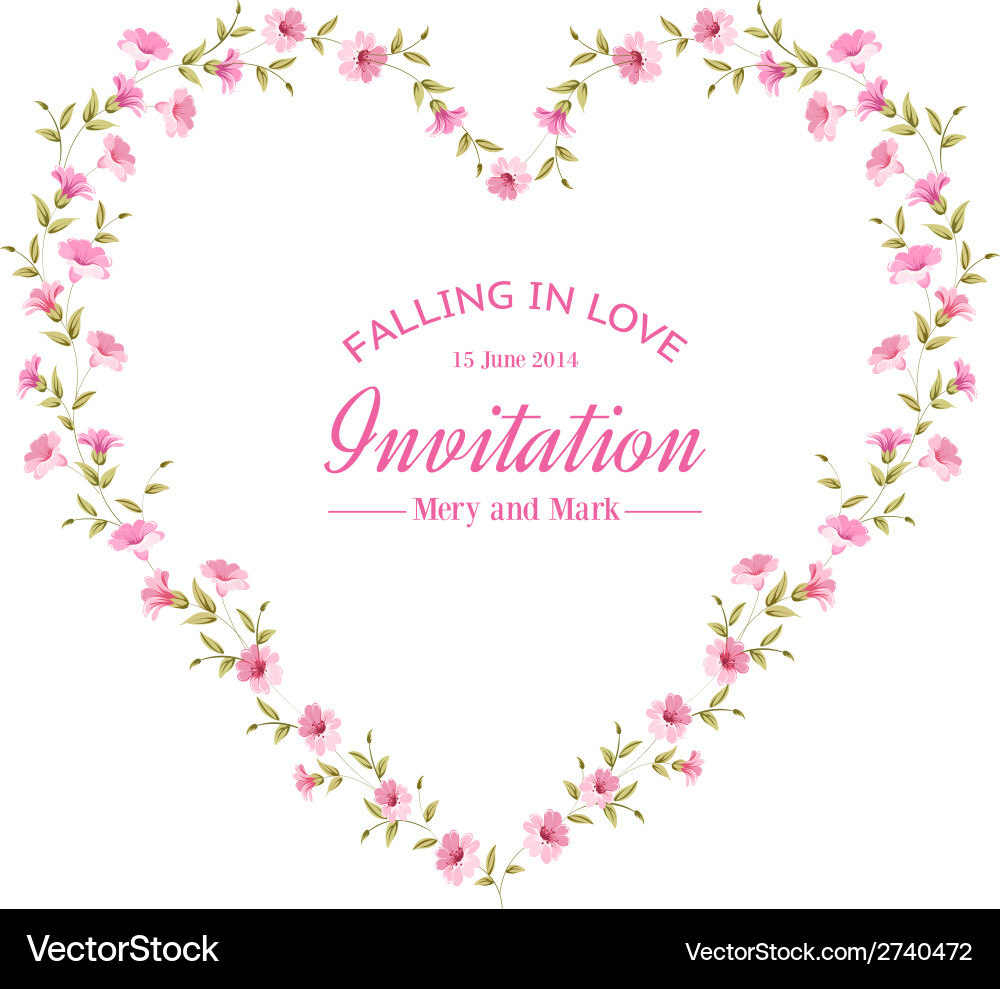 Pink Floral Heart Frame Royalty Free Vector Image