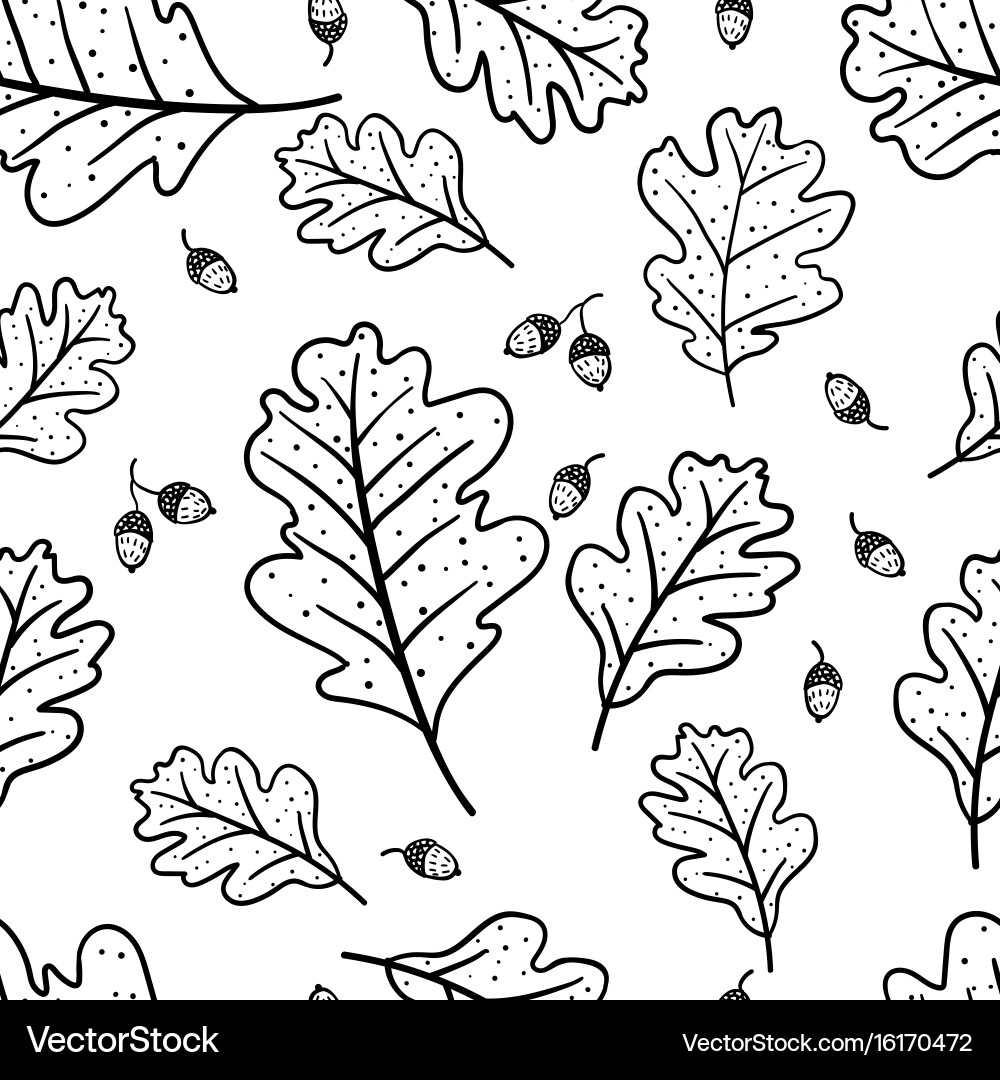 Seamless pattern with oak leaves and acorns Vector Image