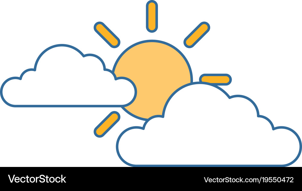 Summer sun with clouds Royalty Free Vector Image