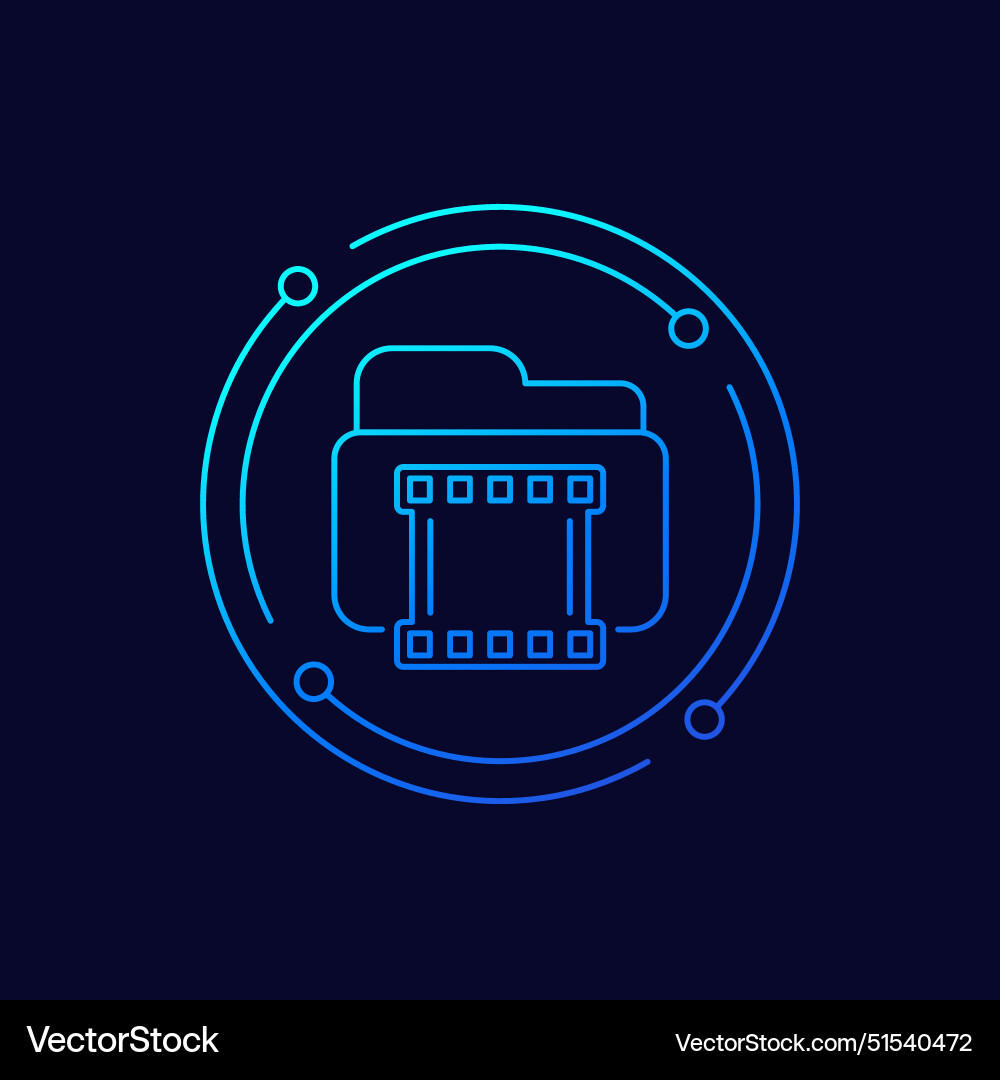 Video folder icon linear design Royalty Free Vector Image