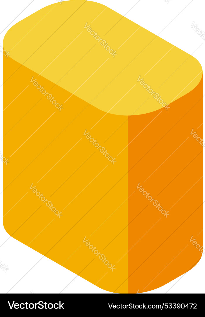 Yellow butter block with rounded edges isometric Vector Image