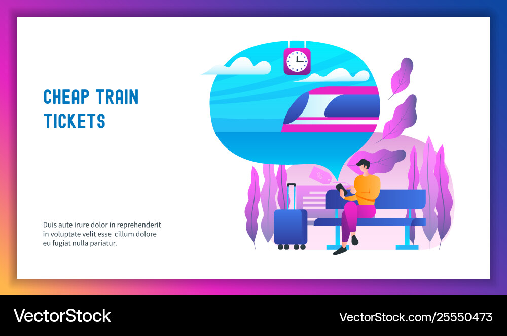 Cheap train tickets concept Royalty Free Vector Image