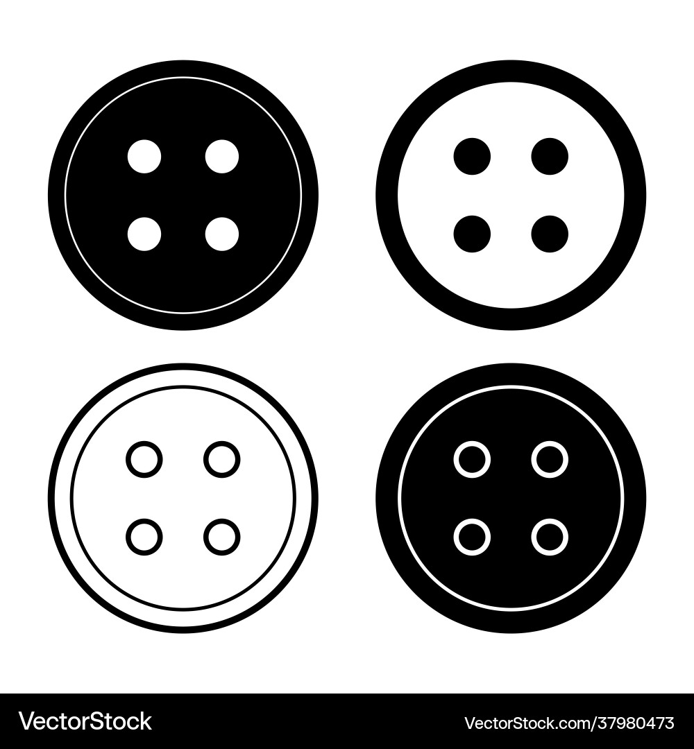 Clothes buttons black and white isolated Vector Image