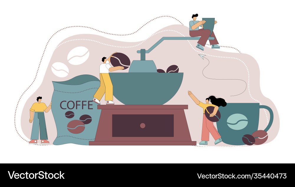 Coffee Grinding Process Royalty Free Vector Image