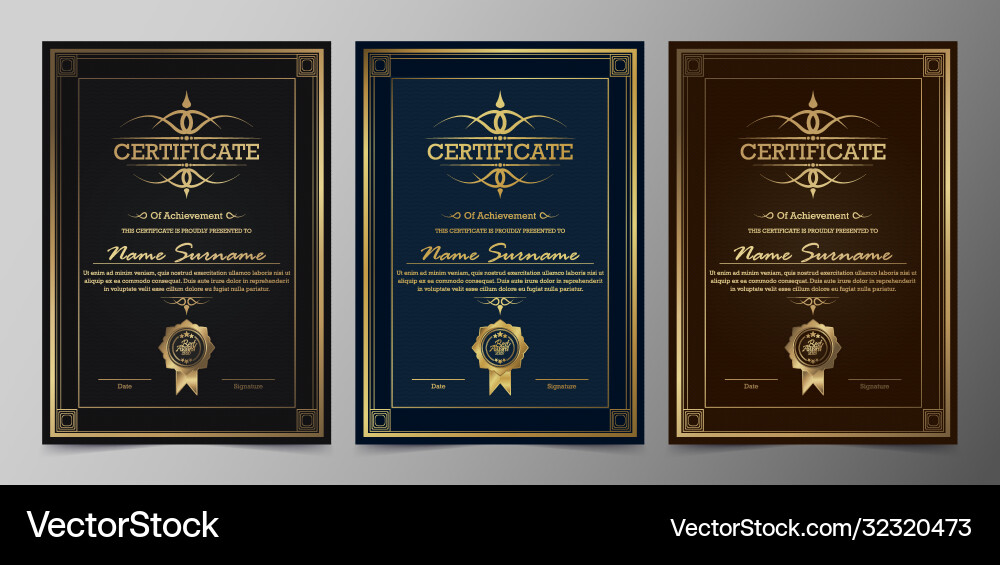 Premium golden black certificate template design Vector Image