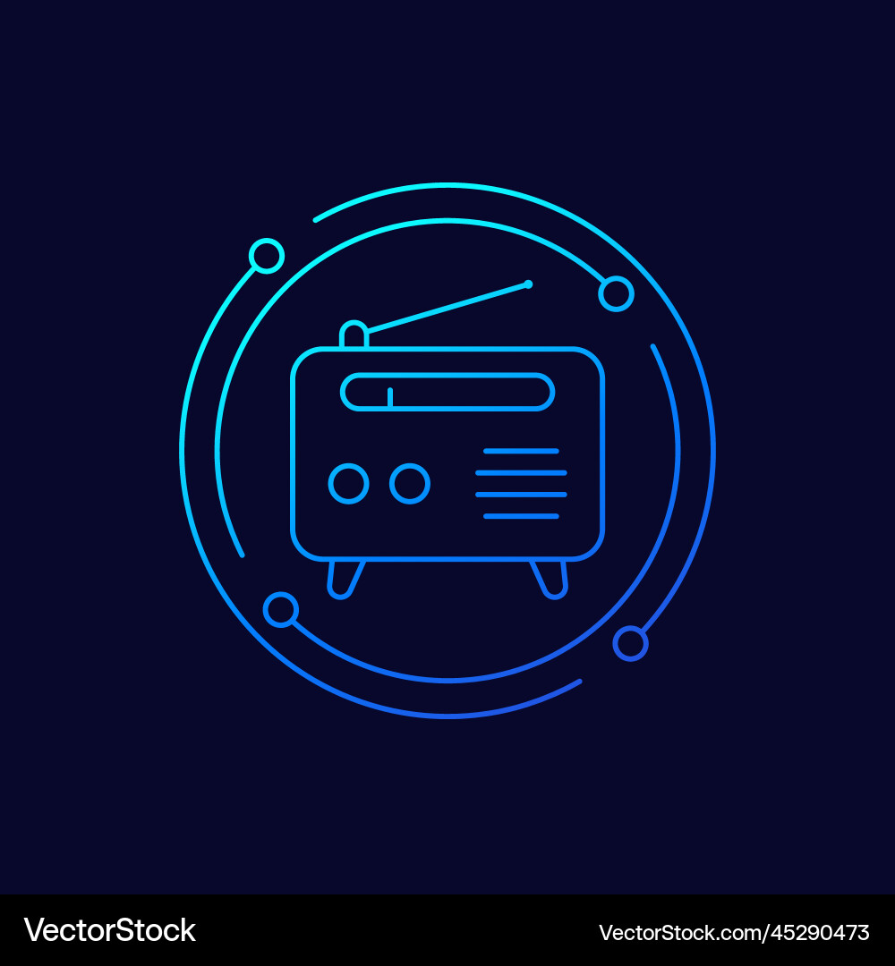 Radio icon fm tuner linear design Royalty Free Vector Image