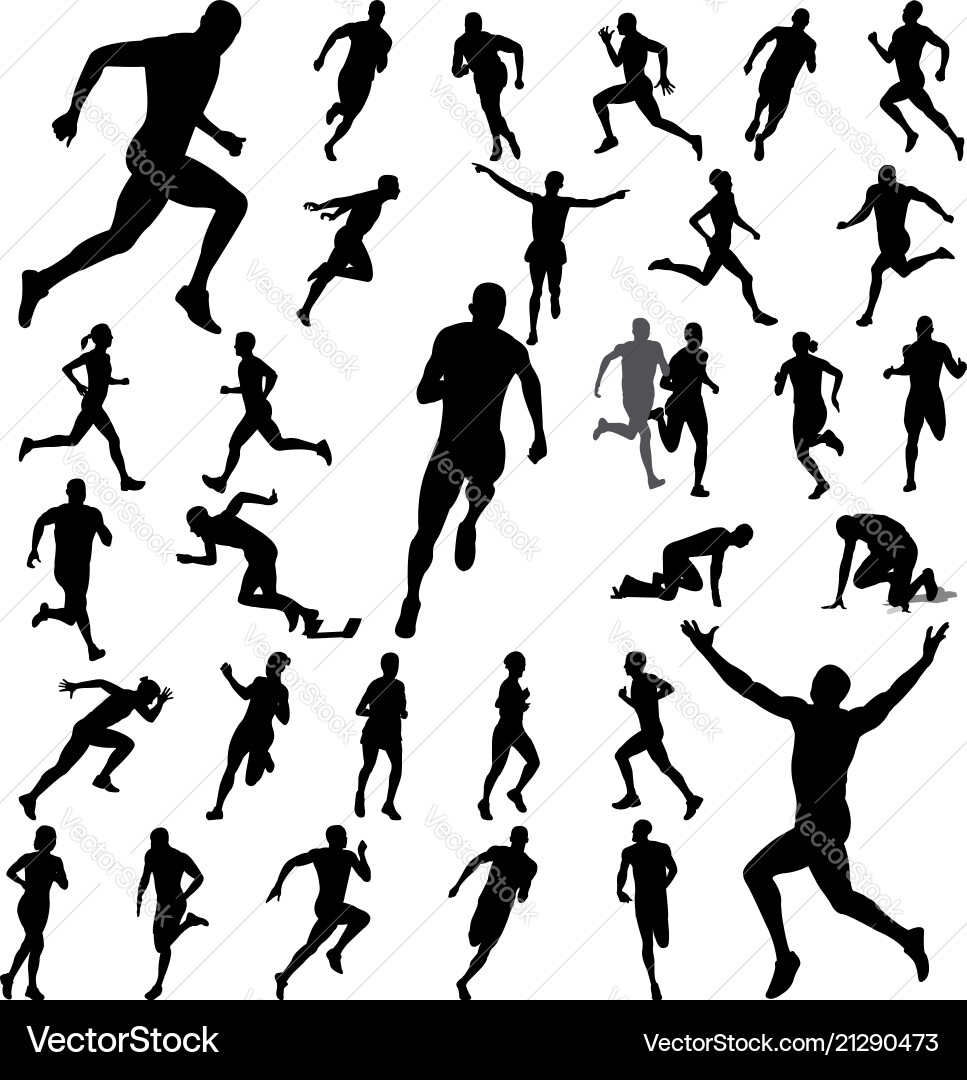 Runners silhouettes collection Royalty Free Vector Image
