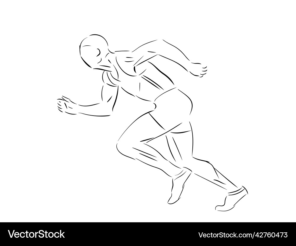 Running athlete man hand drawn sketch Royalty Free Vector