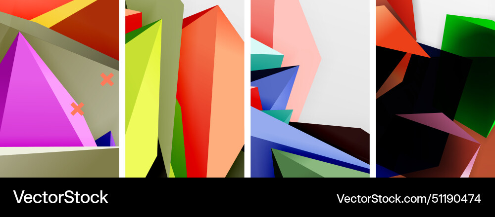 A collage of four different colored geometric Vector Image