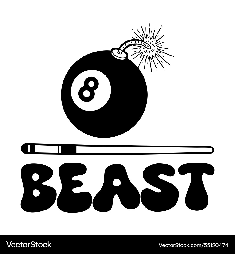 Beast billiard t-shirt design Royalty Free Vector Image