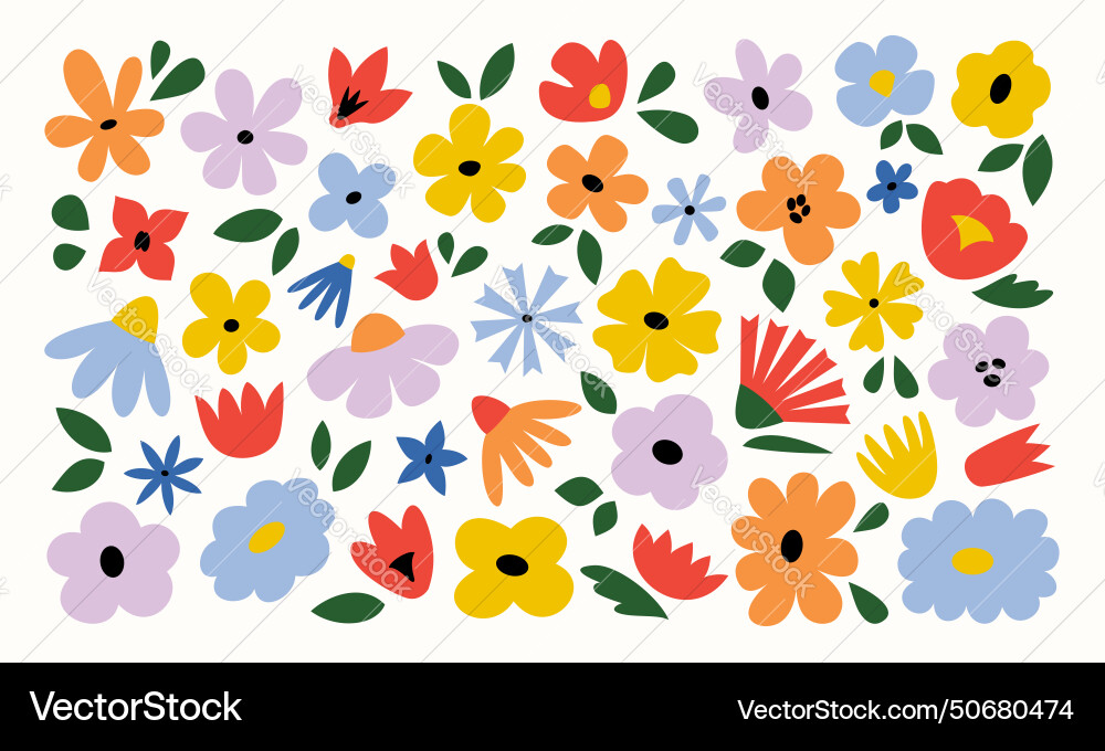 Bright Retro Flower Set Royalty Free Vector Image