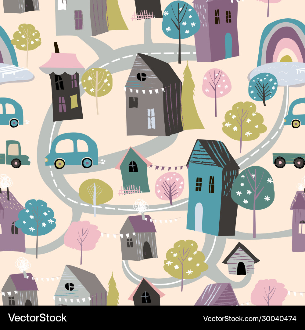 Charming Village Pattern Royalty Free Vector Image