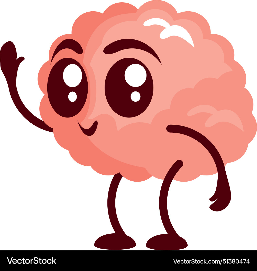 Cute brain greeting cartoon – Royalty-Free Vector | VectorStock